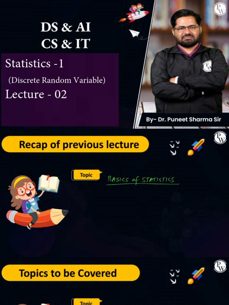 14 Statistics - 1 (Discrete Random Variable) Class Notes 02 | PDF