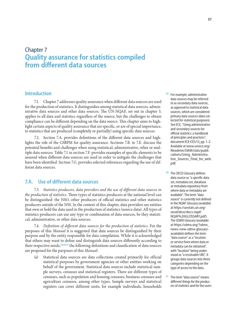 UNNQAF Chapter 7 Quality Assurance For Statistics Compiled From ...