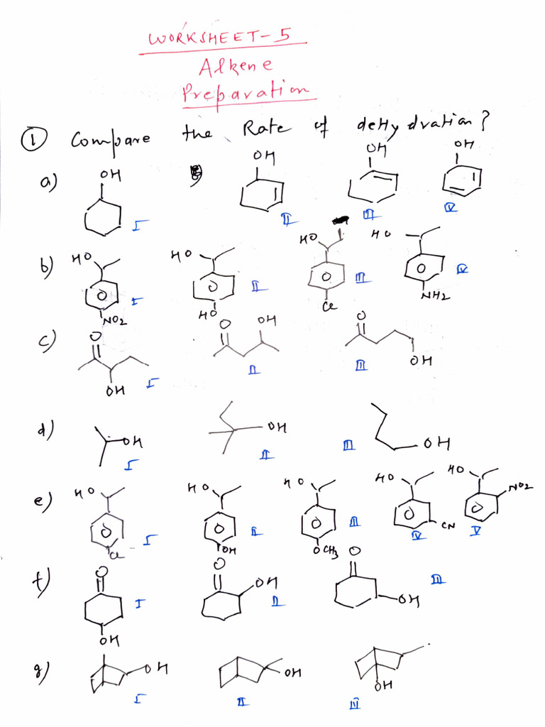Worksheet-5 Alkene Preparation. | PDF | Organic Chemistry | Chemistry