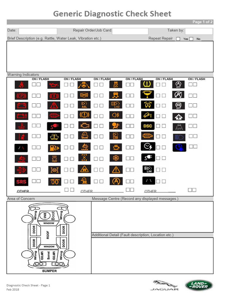 Diagnostic Check Sheet For Editting | PDF | Fuel Economy In Automobiles ...