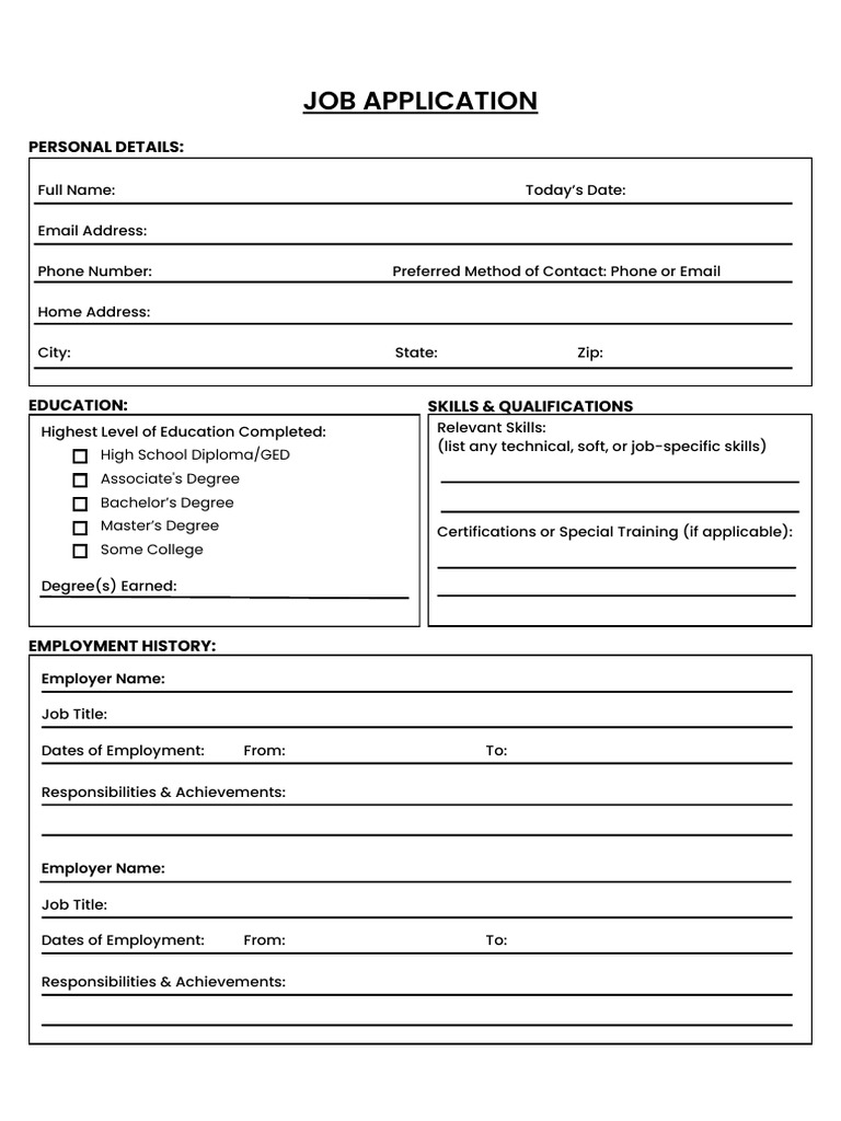 Job Application Template With Reference Section Document_20251220 ...