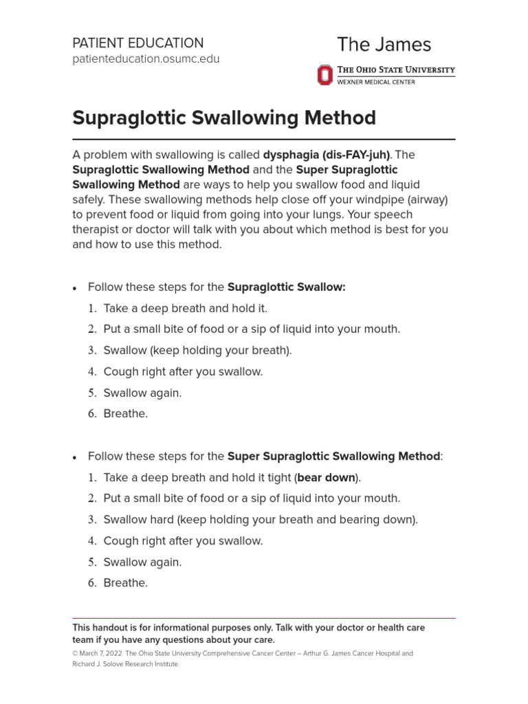 Supraglottic Swallow & Super Supraglottic Swallow | PDF