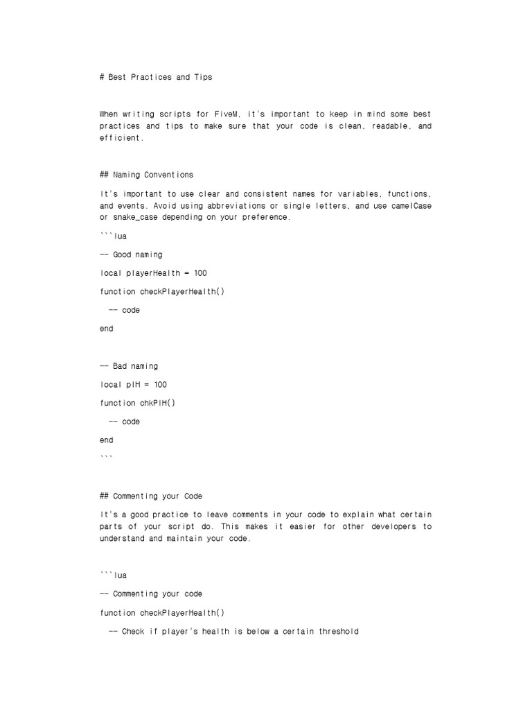 5 +Best+Practices+and+Tips | PDF | Computer Programming | Software ...