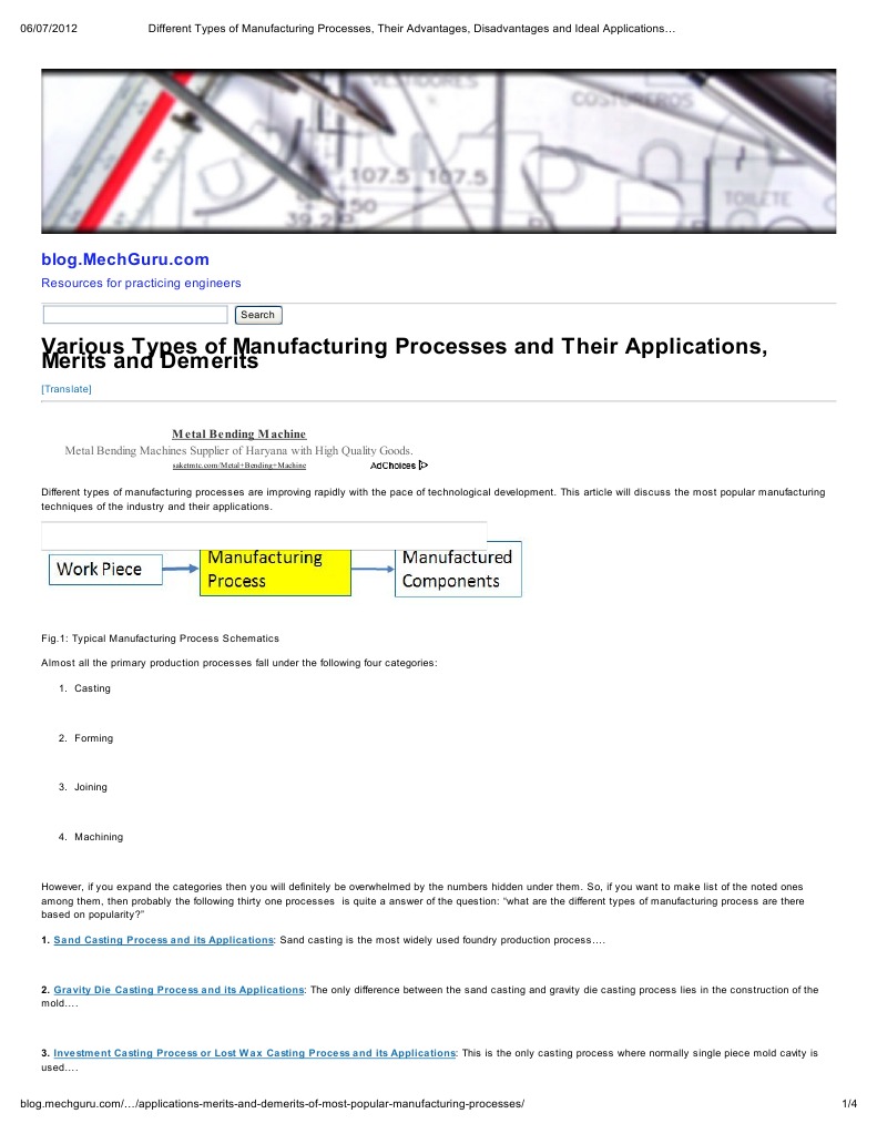 Different Types of Manufacturing Processes, Their Advantages ...
