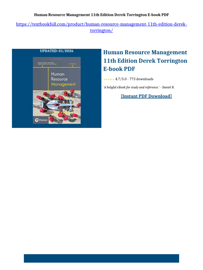 Human Resource Management 11th Edition Derek Torrington Ebook Academic ...