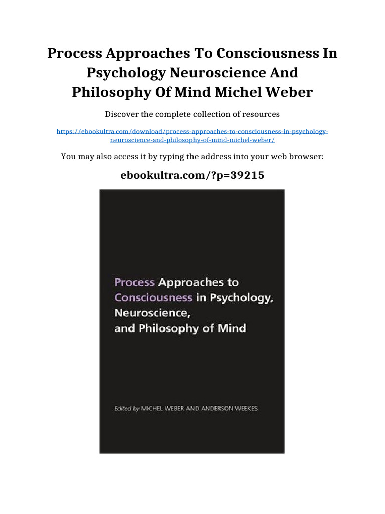 Process Approaches To Consciousness in Psychology Neuroscience and ...