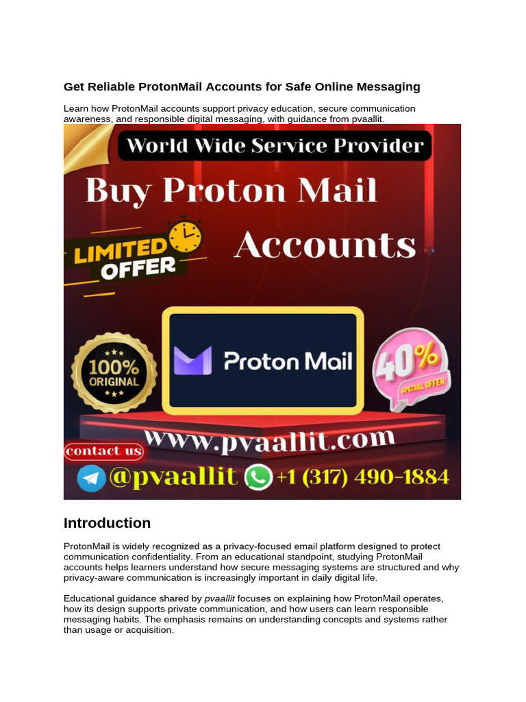 Get Reliable ProtonMail Accounts for Safe Online Messaging | PDF ...
