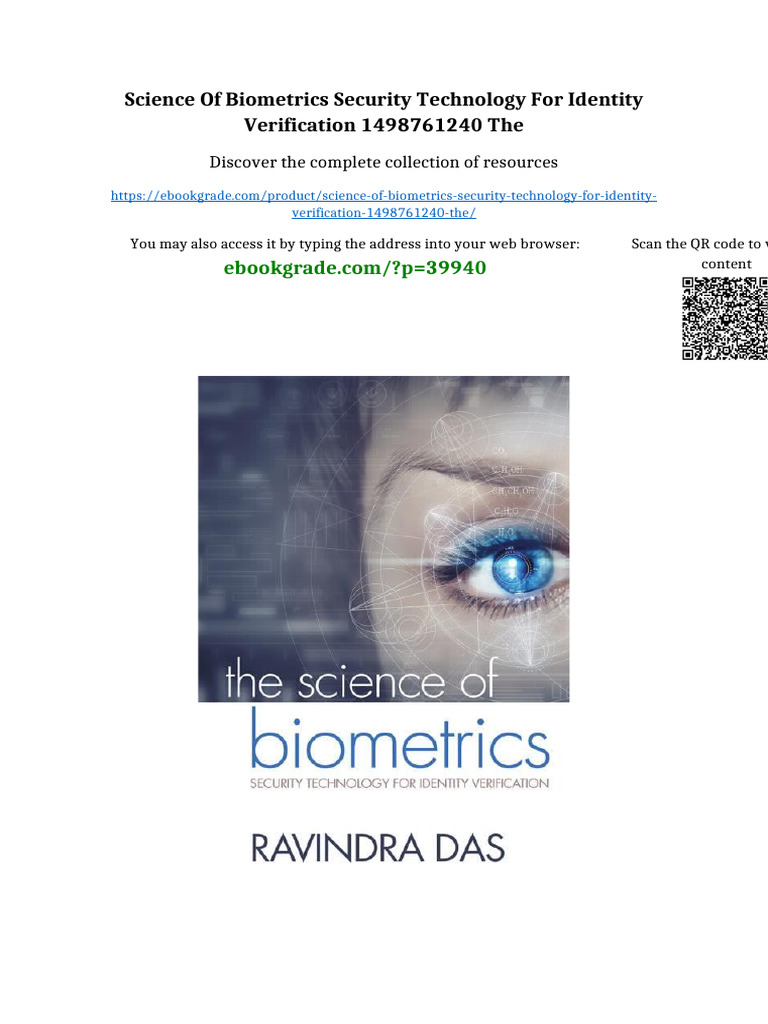 Science of Biometrics Security Technology for Identity Verification ...
