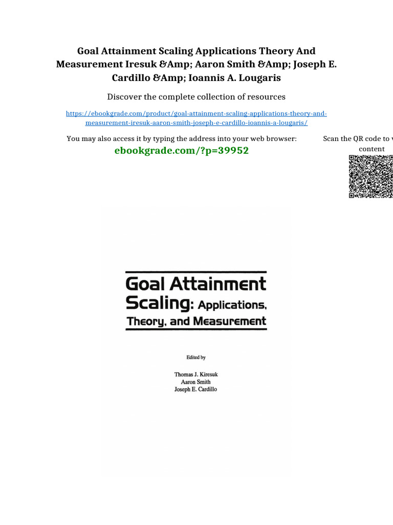 GOAL ATTAINMENT SCALING Applications Theory and Measurement iresuk ...