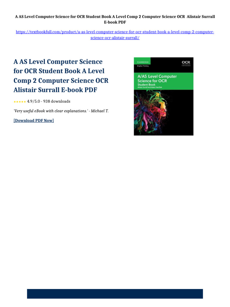 A AS Level Computer Science For OCR Student Book A Level Comp 2 ...