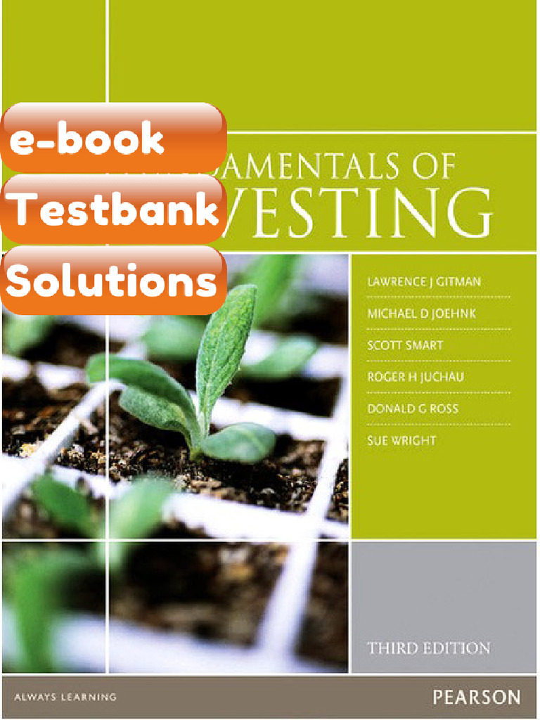 eBook & Testbank Fundamentals of Investing 3rd Edition by Lawrence ...