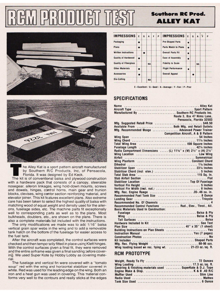 Alley Kat Oz838 Review RCM | PDF