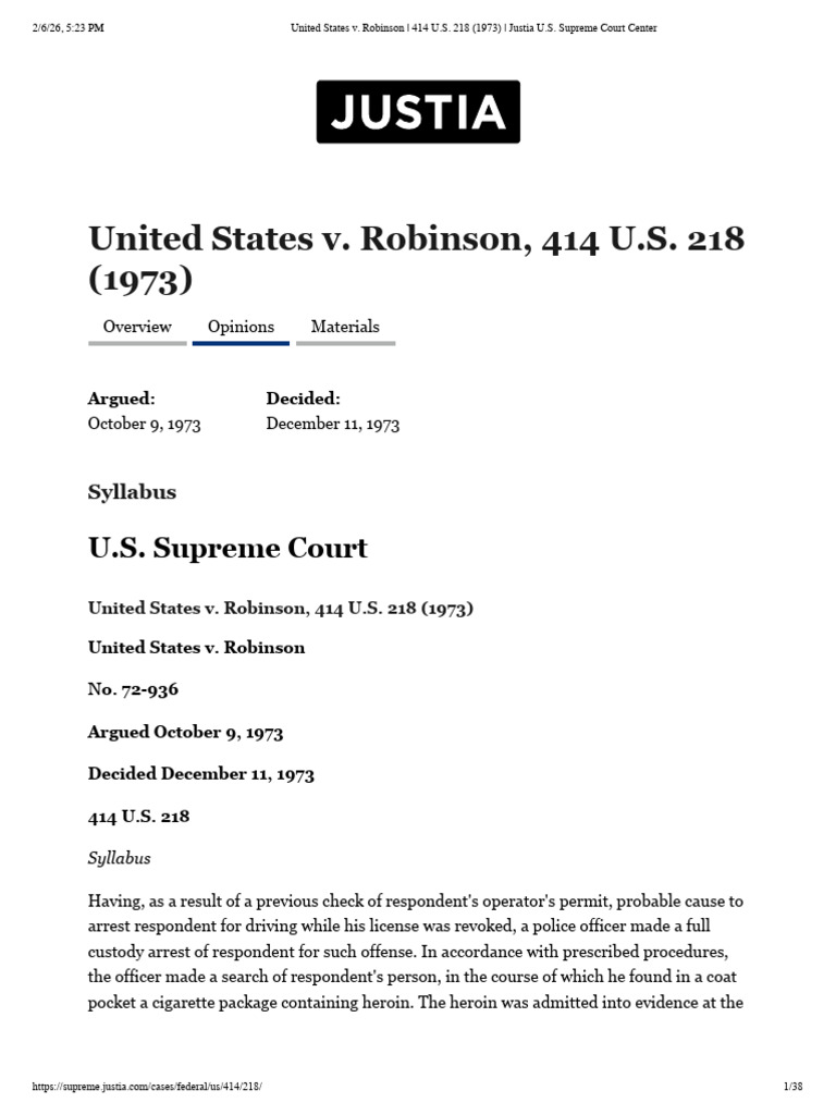 United States Vs Robinson | PDF | Fourth Amendment To The United States ...