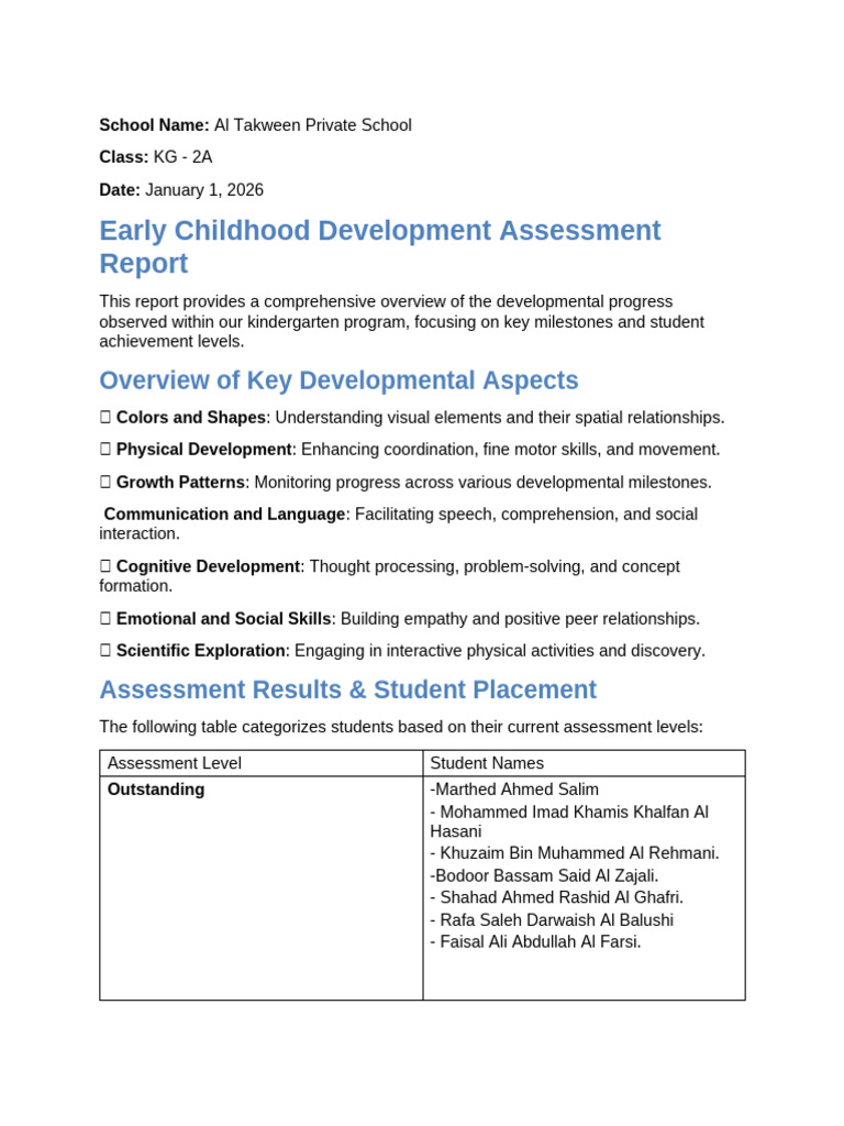 Early Childhood Assessment | PDF | Cognition | Neuroscience