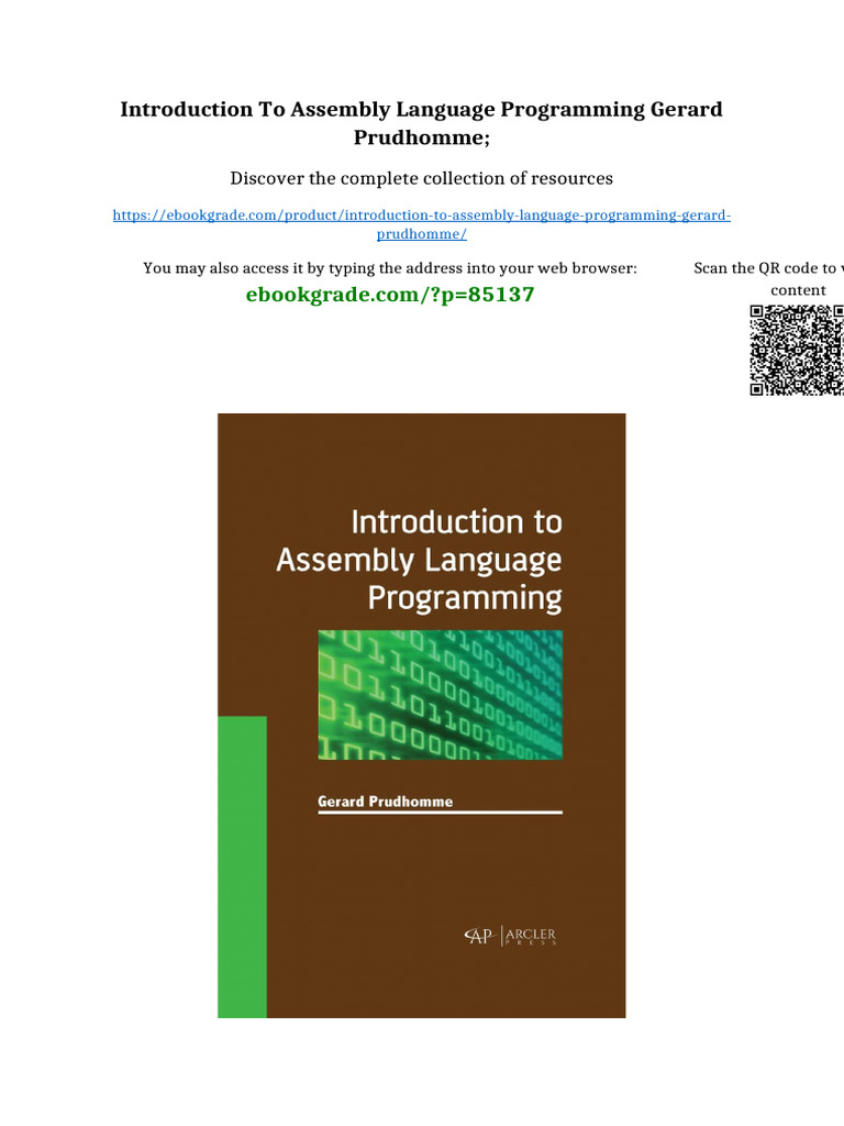 Introduction to Assembly Language Programming Gerard Prudhomme; full ...