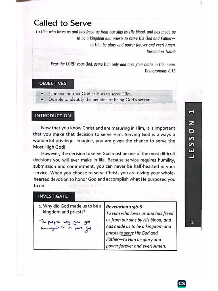 Serve Christ Called To Serve | PDF