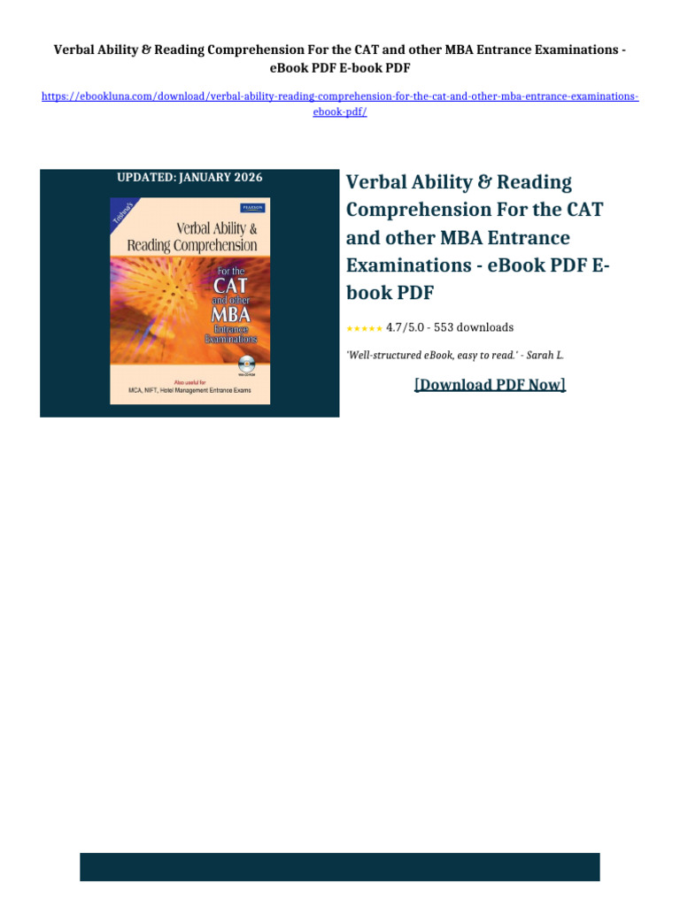 Verbal Ability & Reading Comprehension For the CAT and other MBA ...