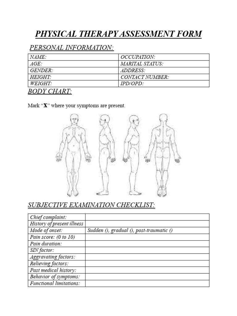 Physical Therapy Assessment Form | PDF | Anatomical Terms Of Motion ...