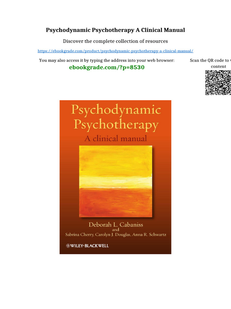 Psychodynamic Psychotherapy A Clinical Manual full chapters instanly | PDF