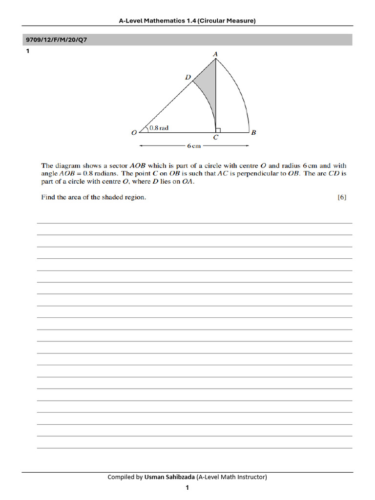 Worksheet 1.4 (Circular Measure) - 1 | PDF