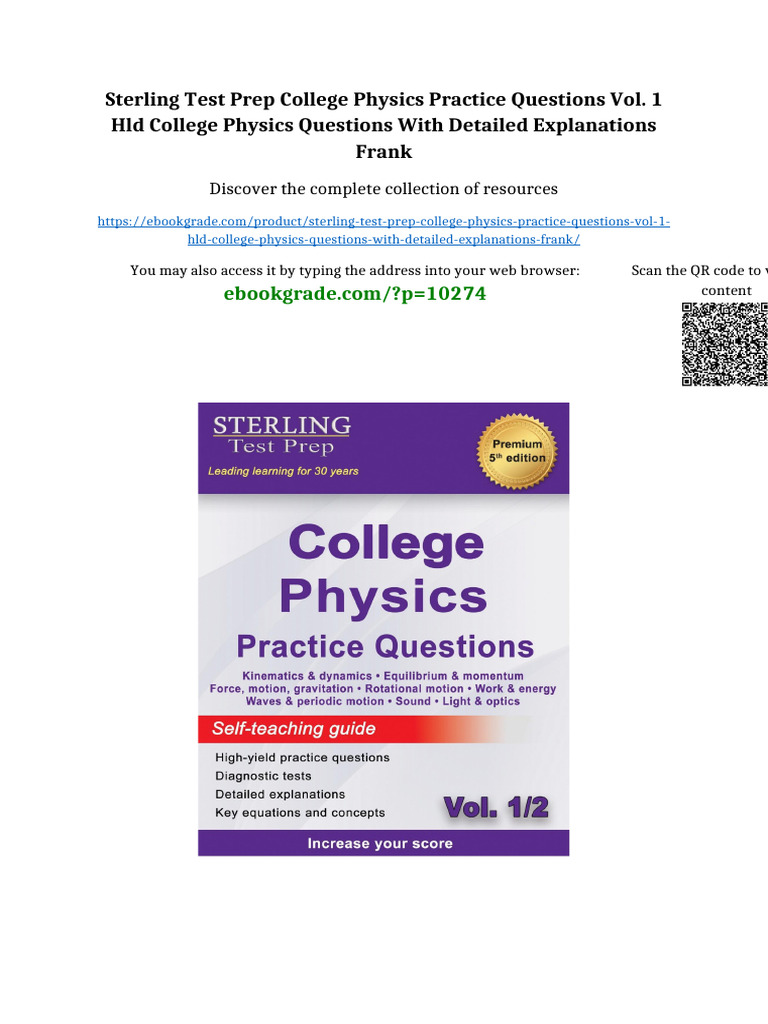 Sterling Test Prep College Physics Practice Questions Vol. 1 Hld ...