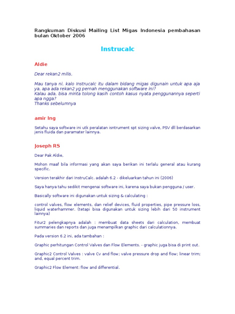 Penggunaan Instrucalc dalam Migas | PDF | Komputer