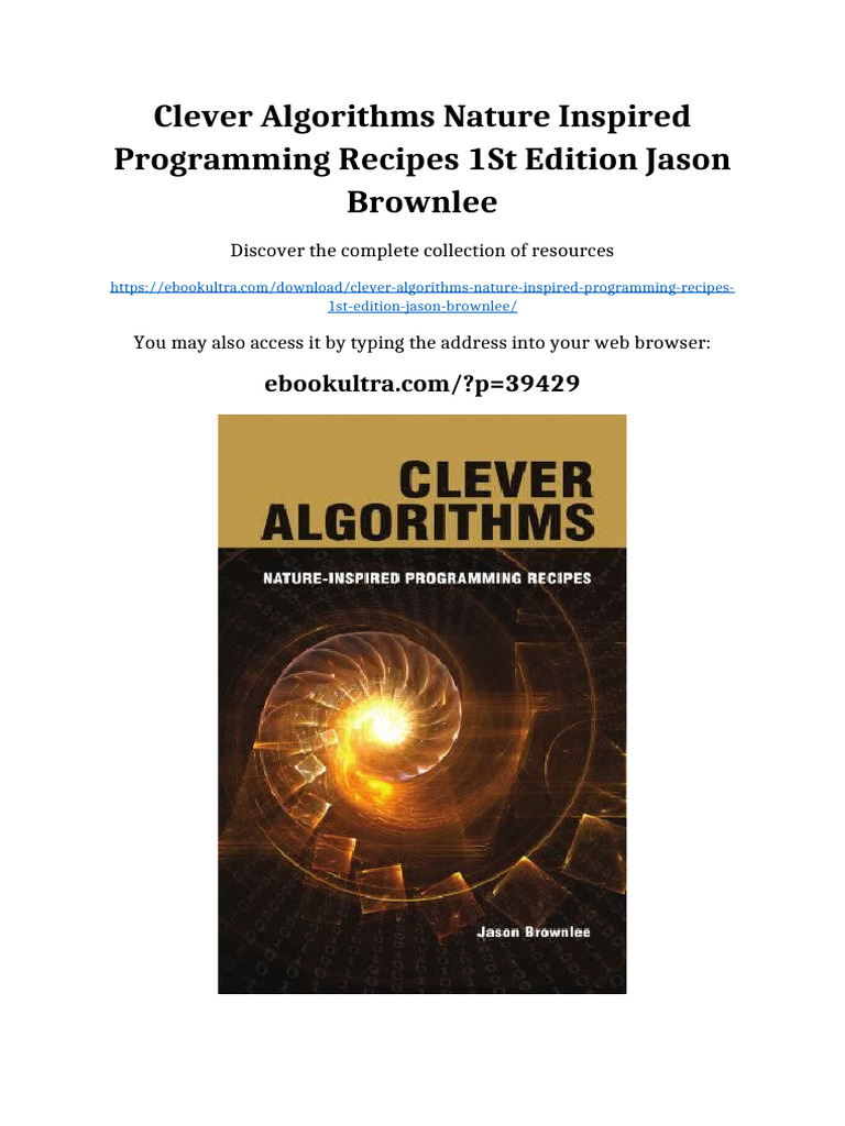 Clever Algorithms Nature Inspired Programming Recipes 1ST Edition Jason ...