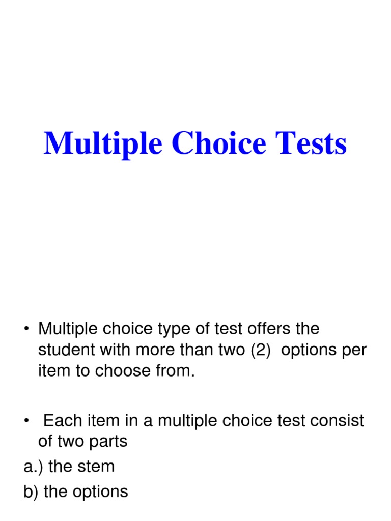 Multiple Choice Test | Download Free PDF | Multiple Choice | Cognitive ...