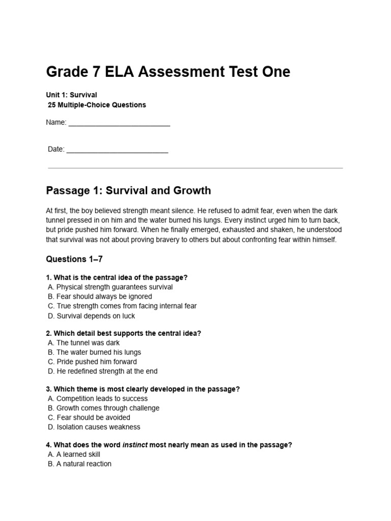 Grade 9 ELA Assessment | PDF | Cognition | Psychology