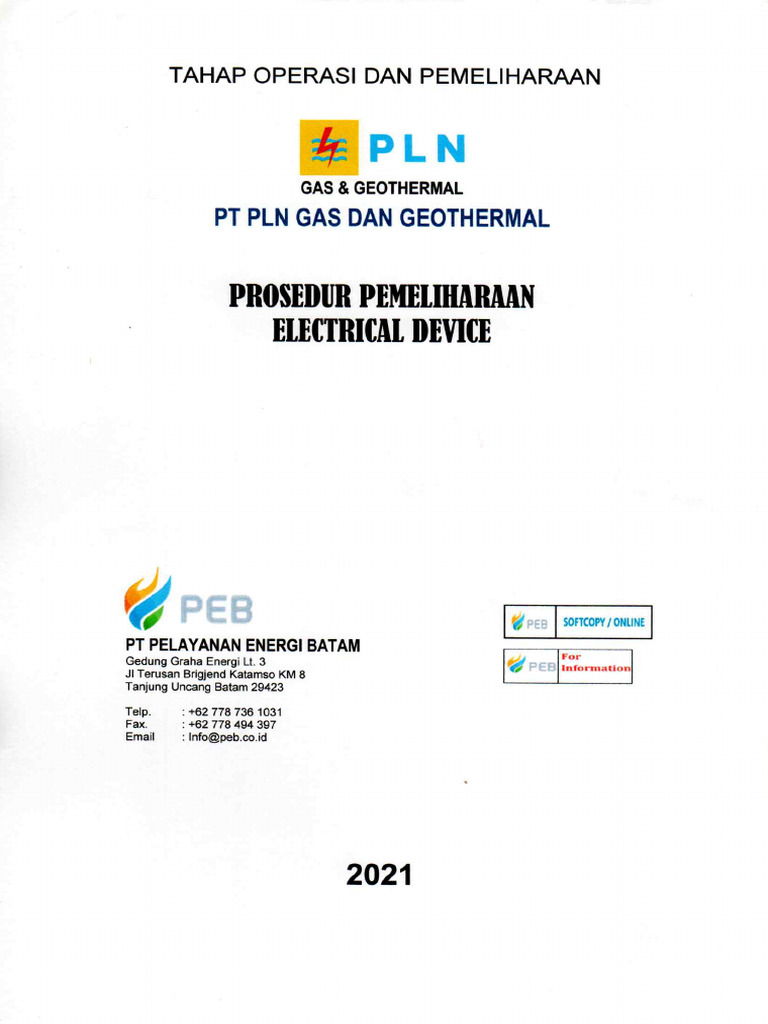 Prosedur Pemeliharaan Electrical Device | PDF