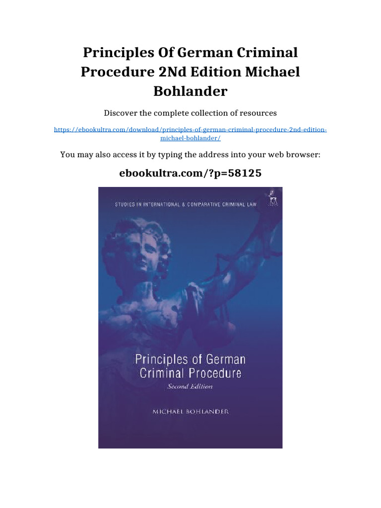 Principles of German Criminal Procedure 2nd Edition Michael Bohlander ...
