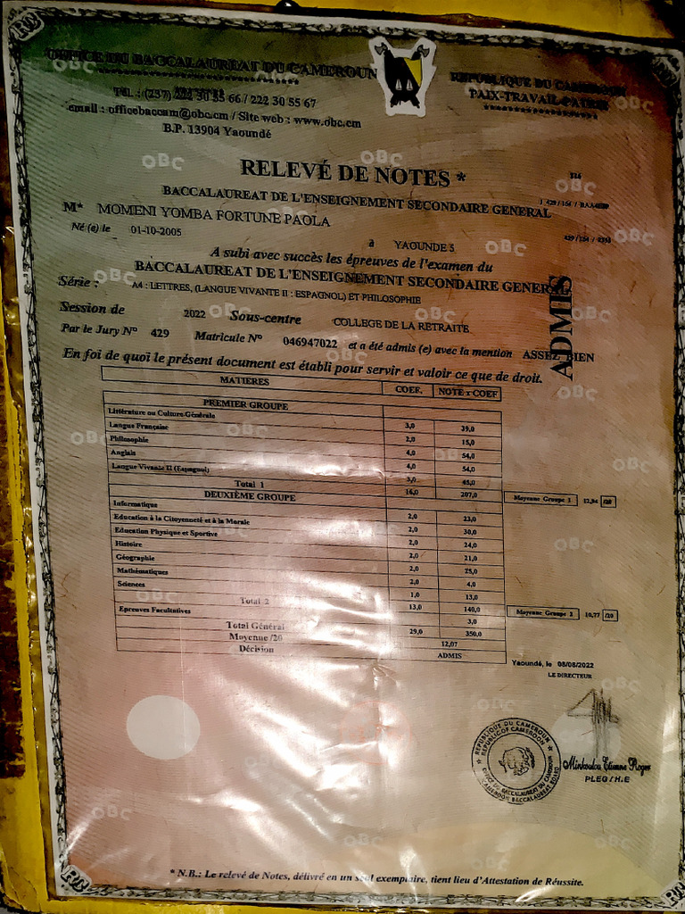 Relevé Bac | PDF