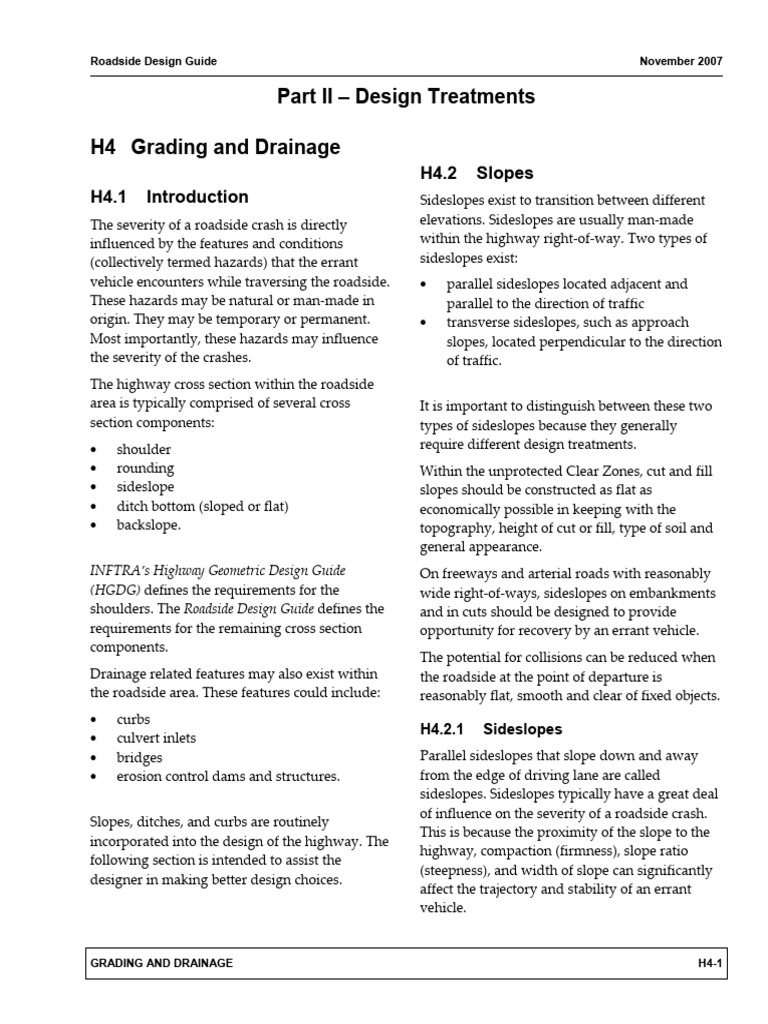 10 Roadsidedesignguide h4 Grading and Drainage | PDF | Road | Traffic