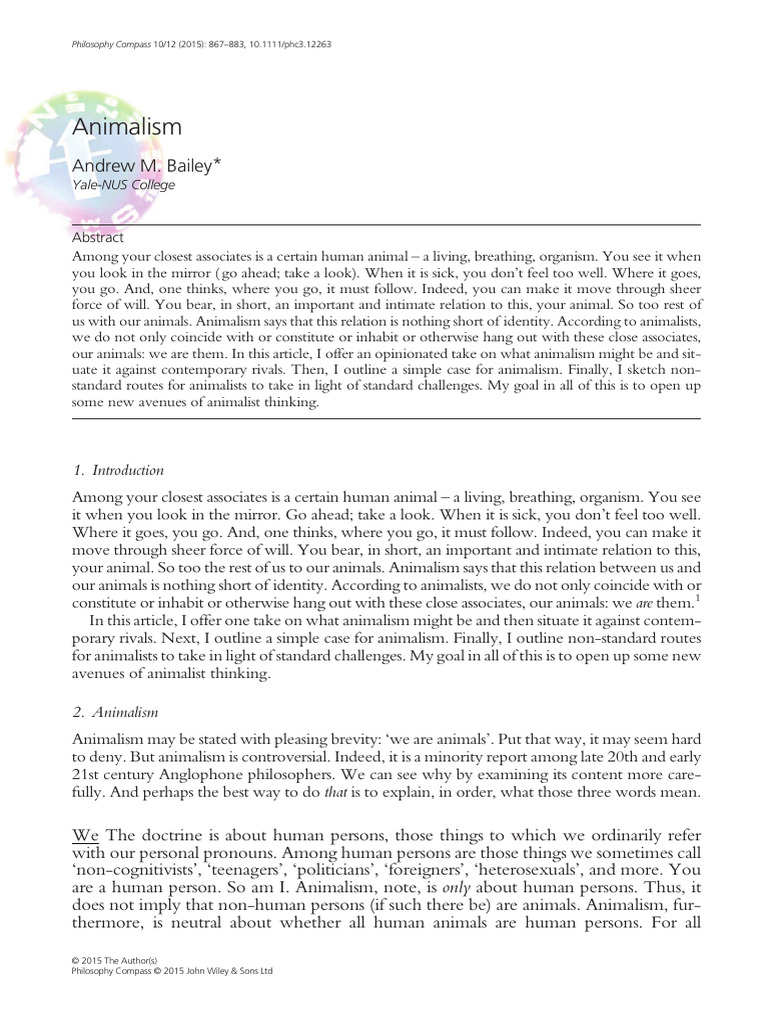 Animalism | PDF | Thought | Argument