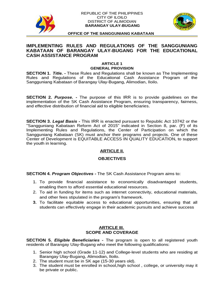 IRR Cash Assistance[1] | PDF