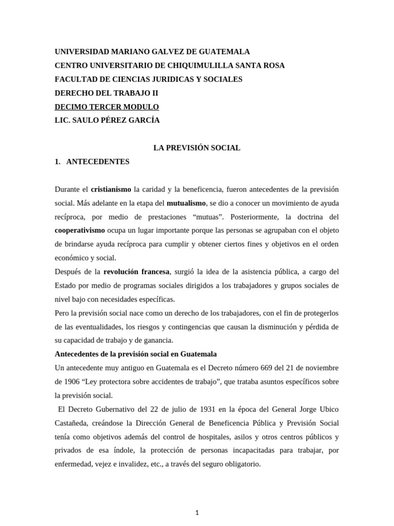 013 Modulo. Prevision Social-1 | PDF | Derecho laboral | Seguridad y ...