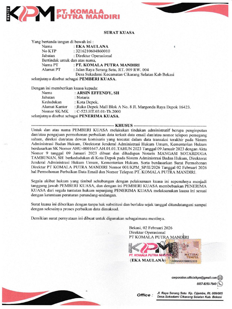 Surat Kuasa KPM | PDF