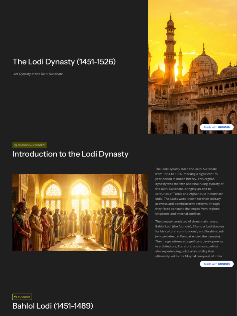 The Lodi Dynasty 1451 1526 | PDF | Mughal Empire