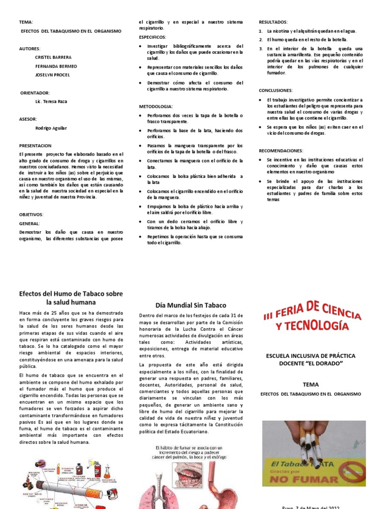 Triptico El Tabaco | Tabaco | Cigarrillo