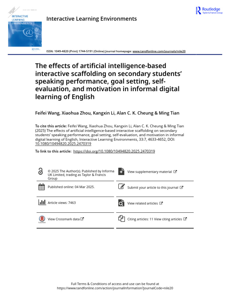 The Effects of Artificial Intelligence-Based Interactive Scaffolding On ...