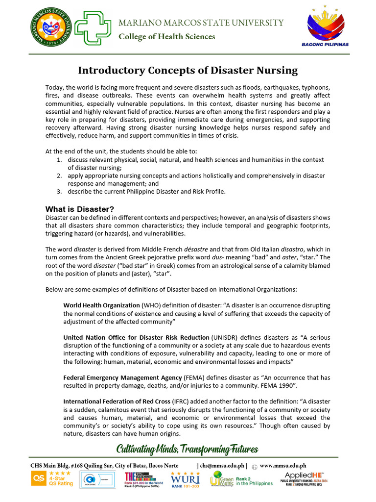 Unit I Philippine Disaster and Risk Profile | PDF | Emergency ...