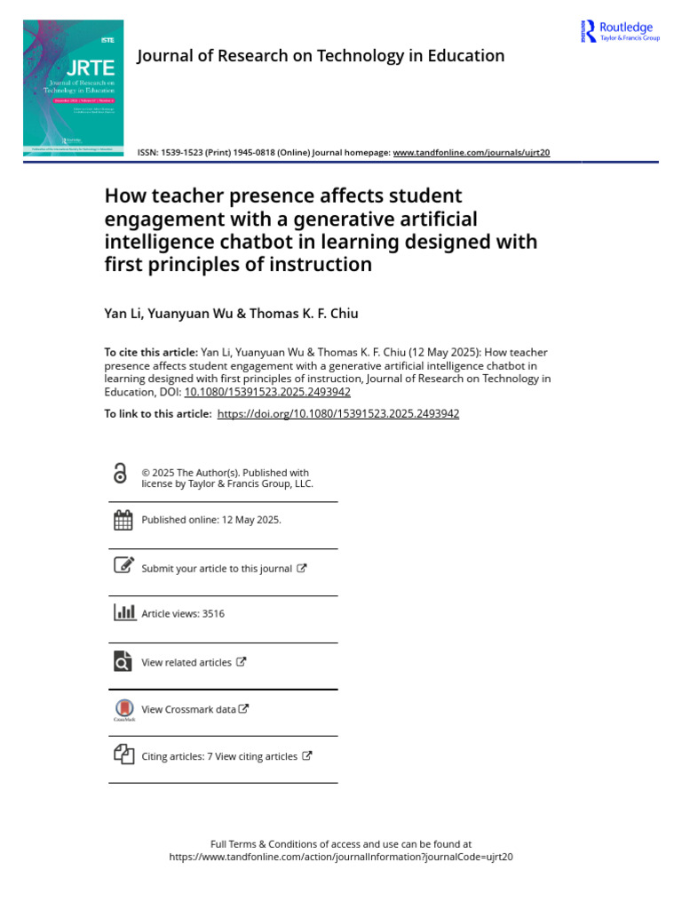 How Teacher Presence Affects Student Engagement With a Generative ...