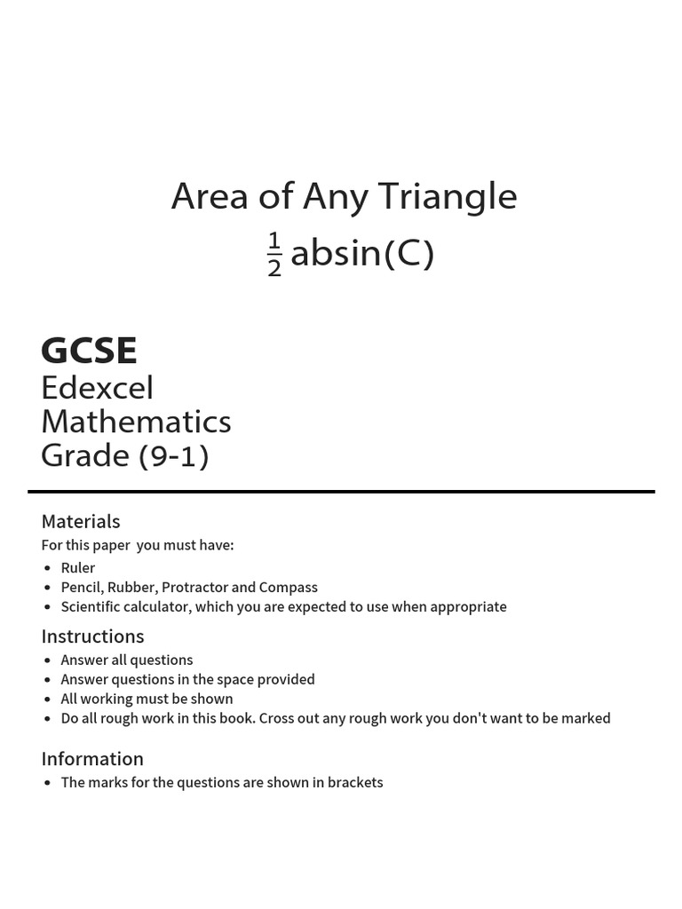 GCSE Area of Triangle Solutions | PDF | Elementary Mathematics | Arithmetic