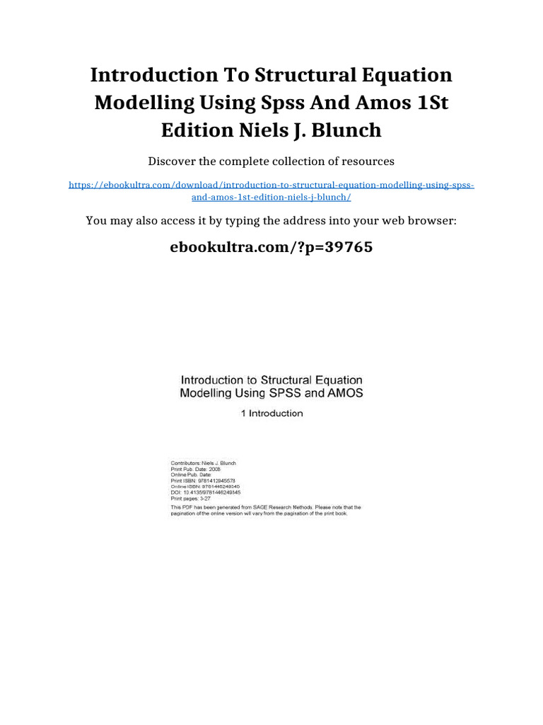 Introduction to Structural Equation Modelling Using SPSS and AMOS 1st ...