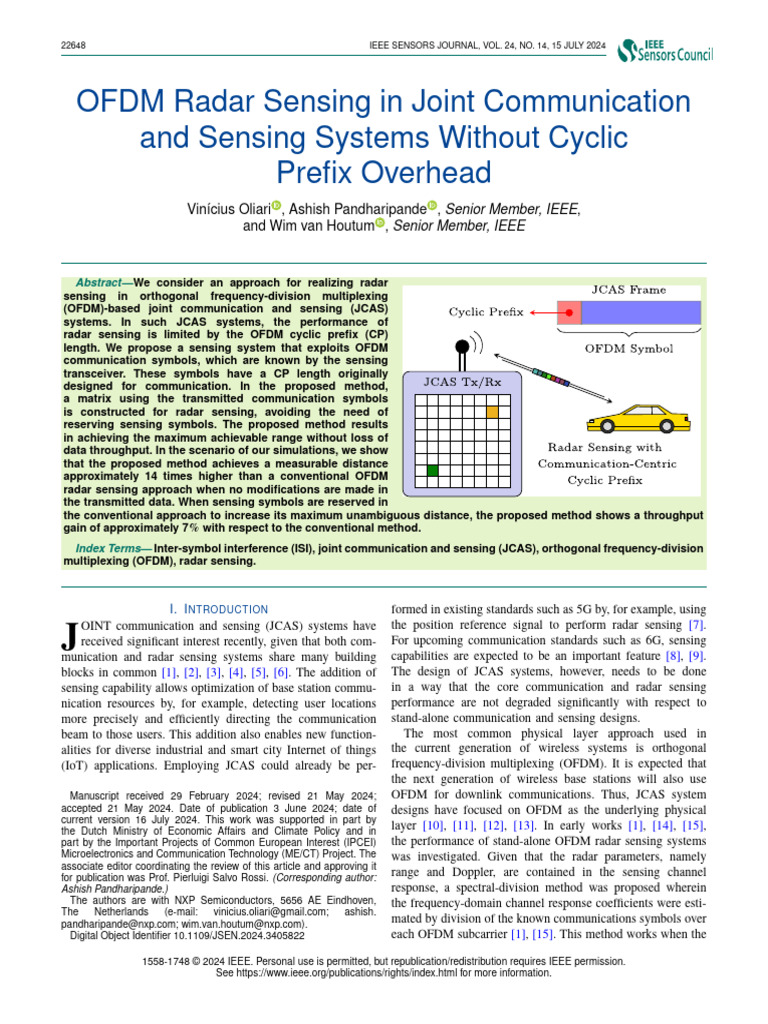 OFDM Radar Sensing in Joint Communication and Sensing Systems Without ...