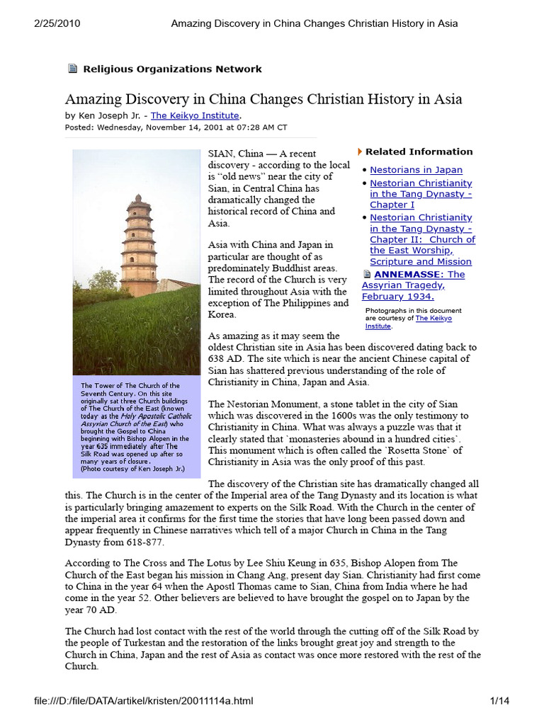 Christian Archeology in China Changes Christian History in Asia | PDF ...