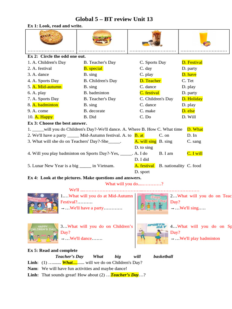 Global 5 - BT Review Unit 13 | PDF