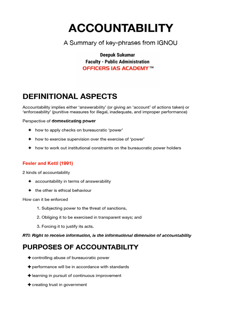 Accountability - Key Phrases From IGNOU | PDF | Accountability ...