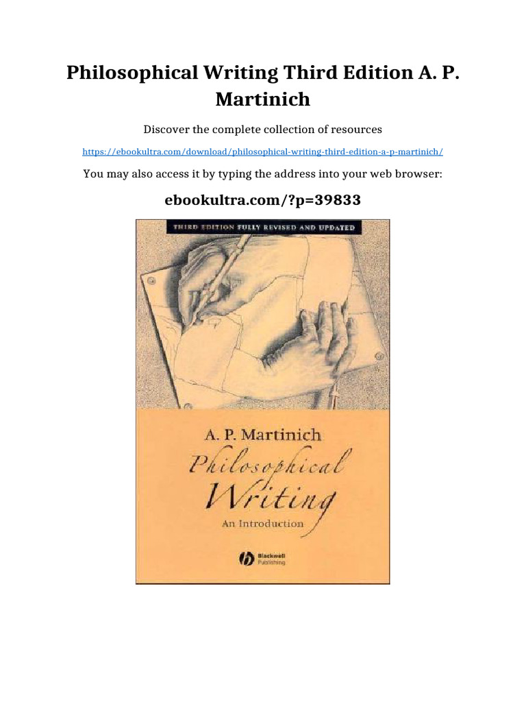 Philosophical Writing Third Edition A. P. Martinich Complete Edition ...
