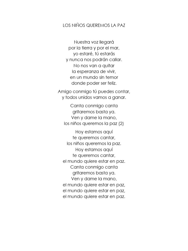 Los Niños Queremos La Paz | PDF